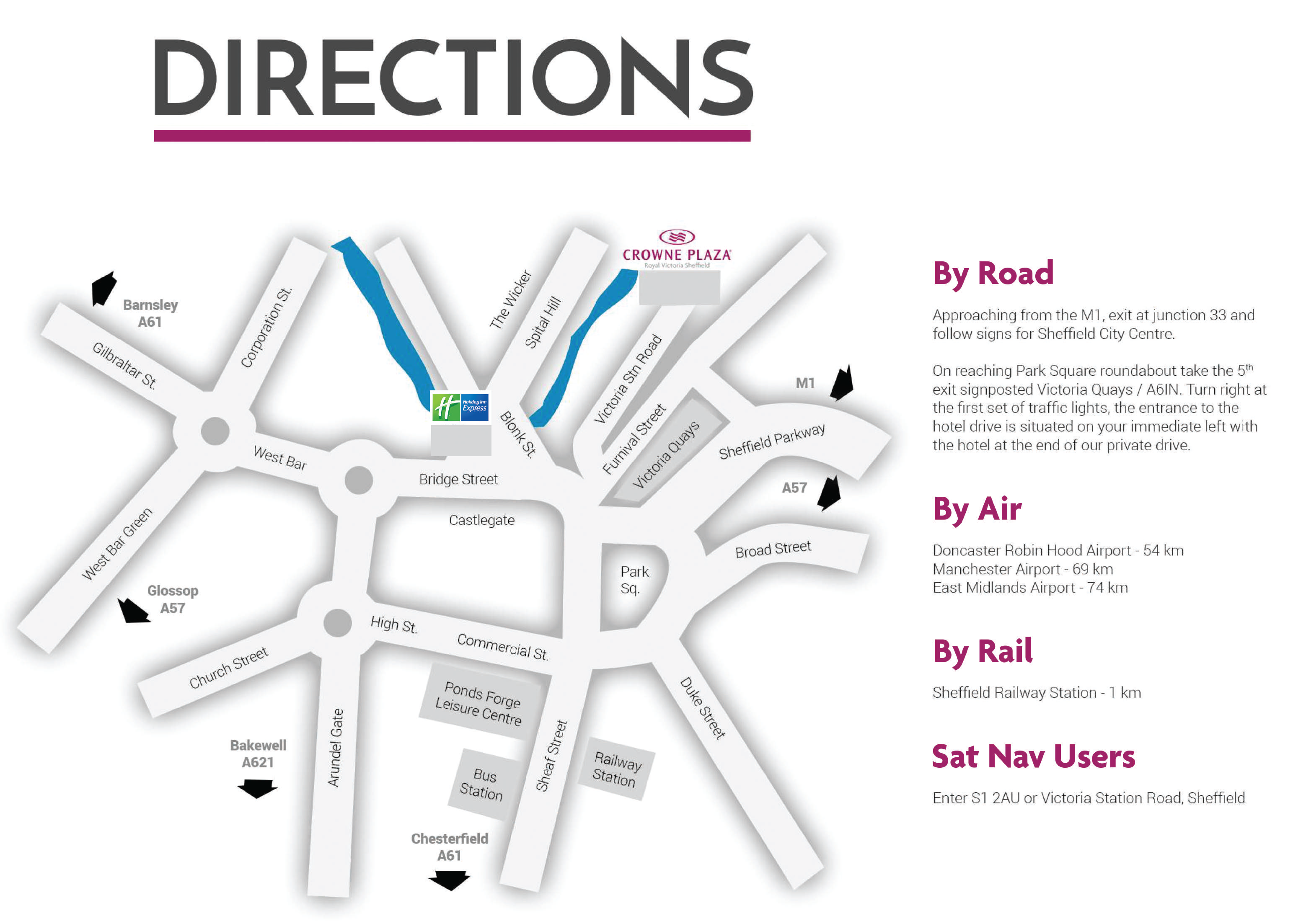 Directions Map for Crowne Plaza Sheffield – British Elbow & Shoulder ...